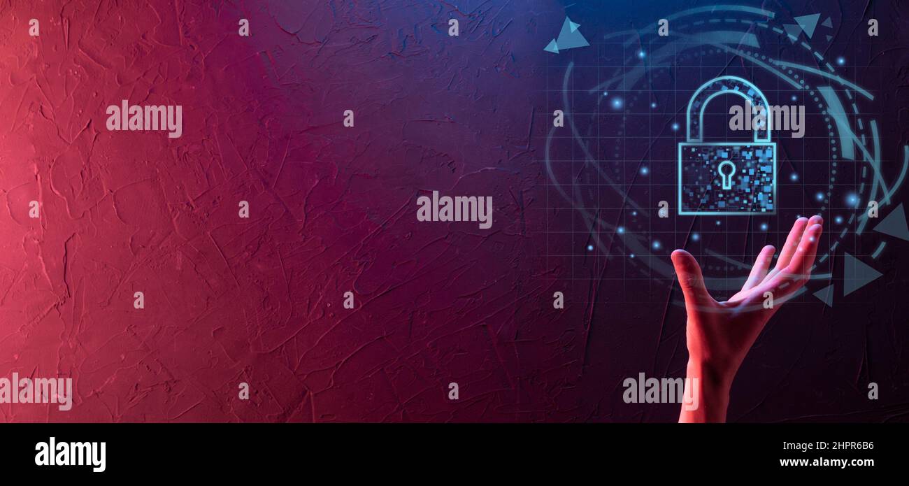 Cyber security network. Padlock icon and internet technology networking ...