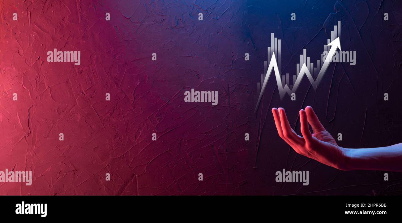 Hand hold sales data and economic growth graph chart. Business planning ...