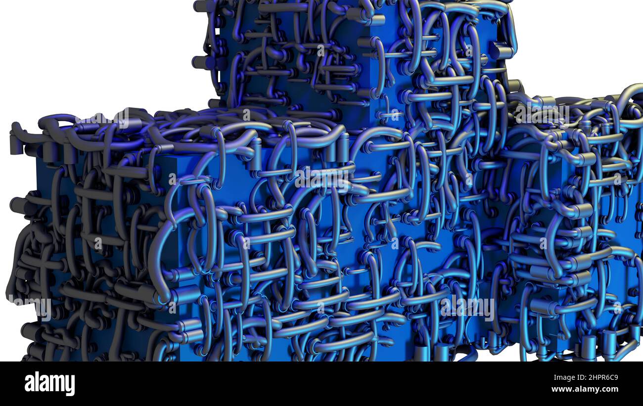 3d illustration - composition of metal plates ower abstract shape Stock ...