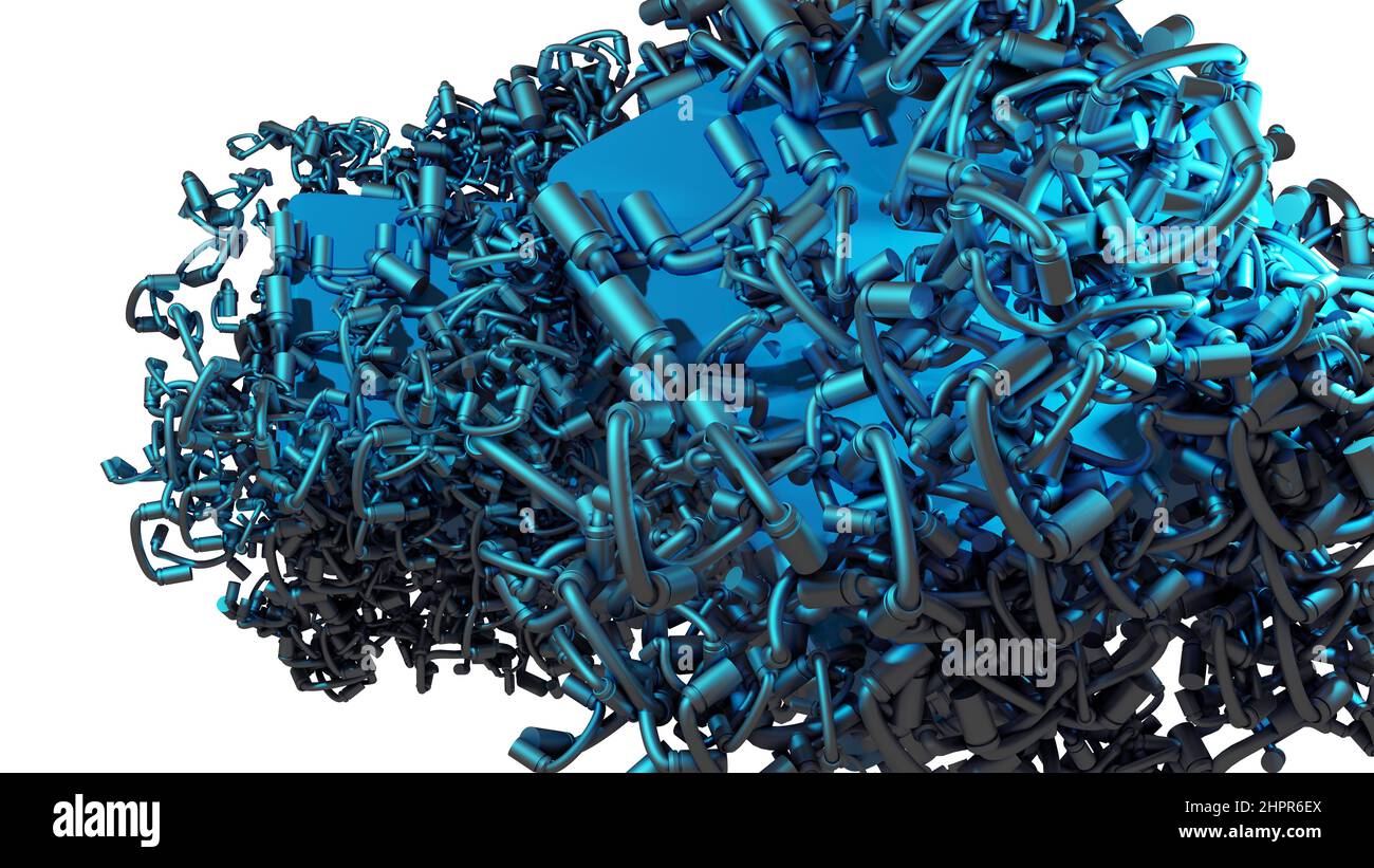 3d illustration - composition of metal pipes ower abstract shape Stock ...