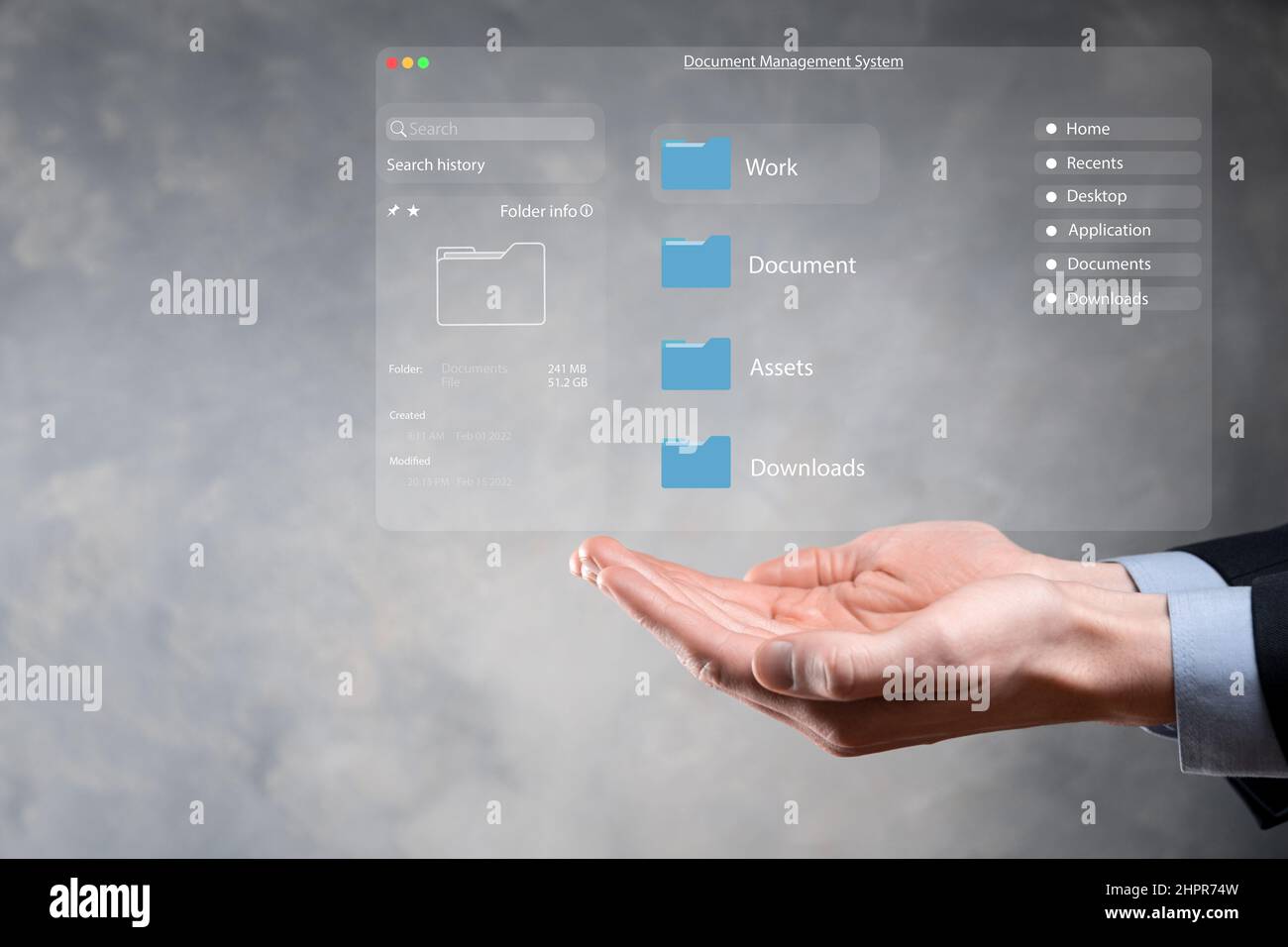 Document management concept. Virtual screen icons Document Management ...