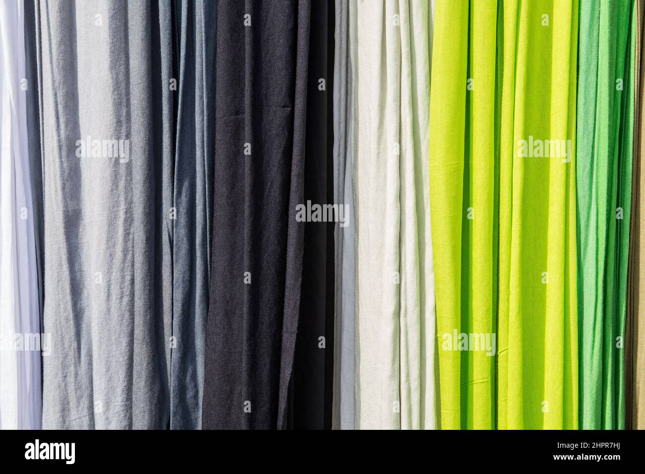 colorful linen in outdoor light gives a harmonic pattern Stock Photo ...