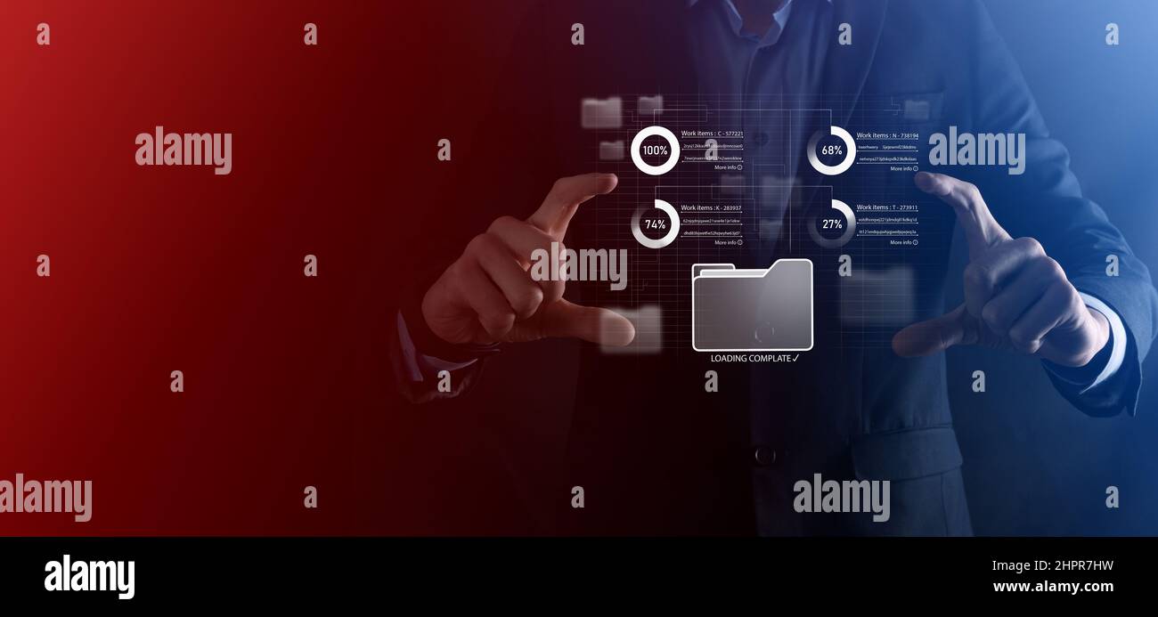 Business developer hand using board framework on virtual modern ...