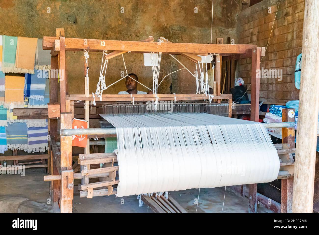 Stone town, Zanzibar, Tanzania December 22, 2021: Loom on the market in ...