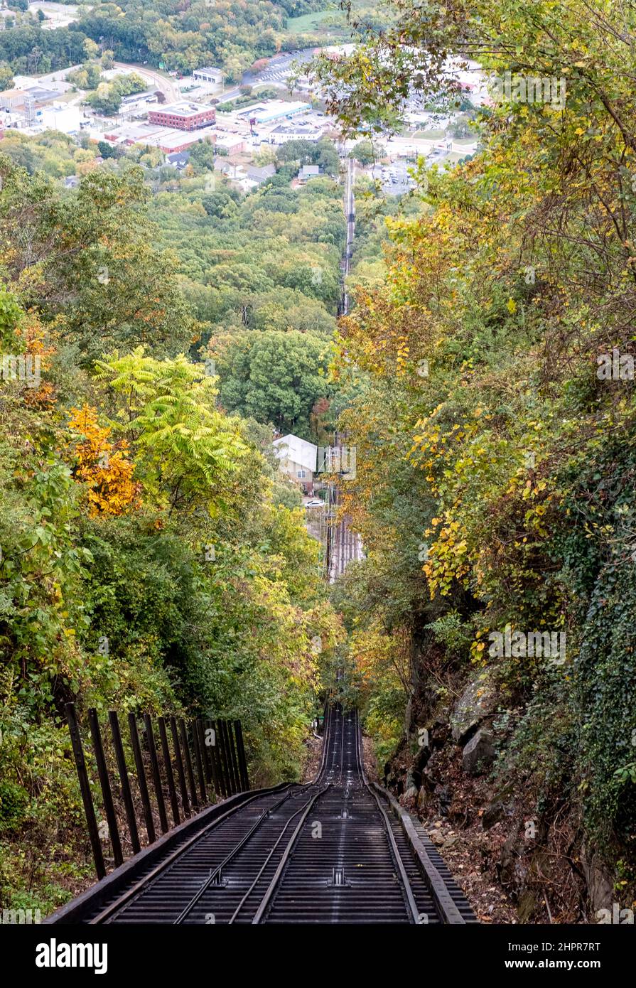 The funnicular incline railway running up/down the side of Lookout ...