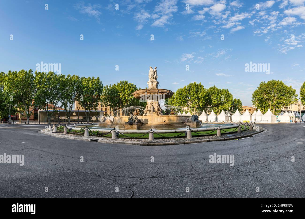 The Fontaine de la Rotonde fountain with roundabout in Aix-en-Provence ...