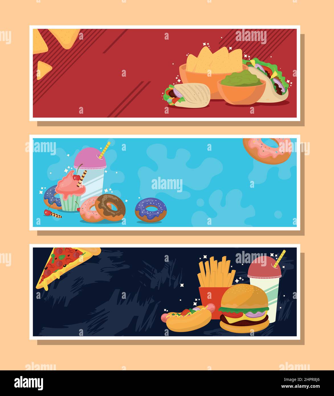 fast food horizontal banner Stock Vector Image & Art - Alamy