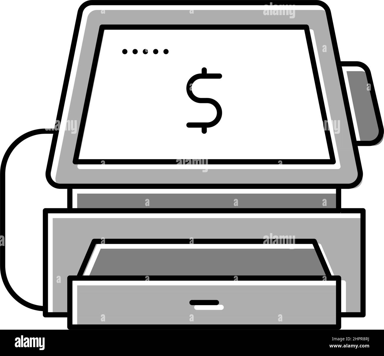 cashier counter with pos terminal color icon vector illustration Stock ...