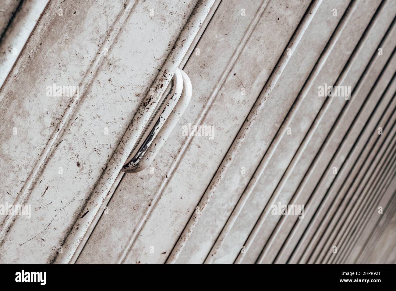 Store front metal iron curtain texture background. Roll up metal blinds ...