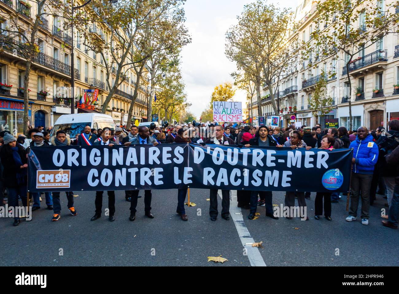 Paris, France, Crowd People, Marching with Protest Banner, French ...
