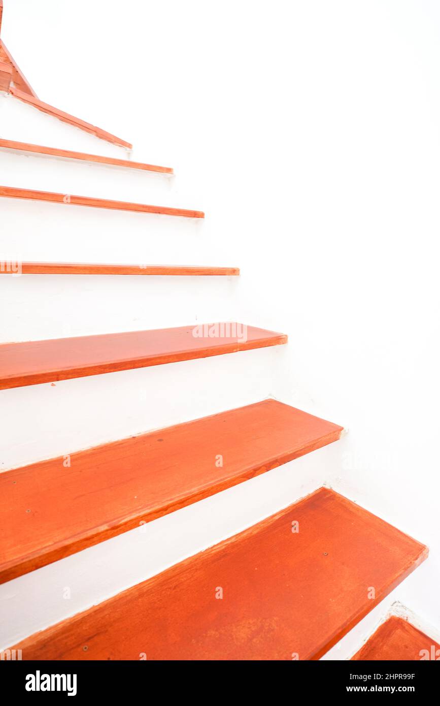 Modern brown wood stair in cement living room real estate Stock Photo ...