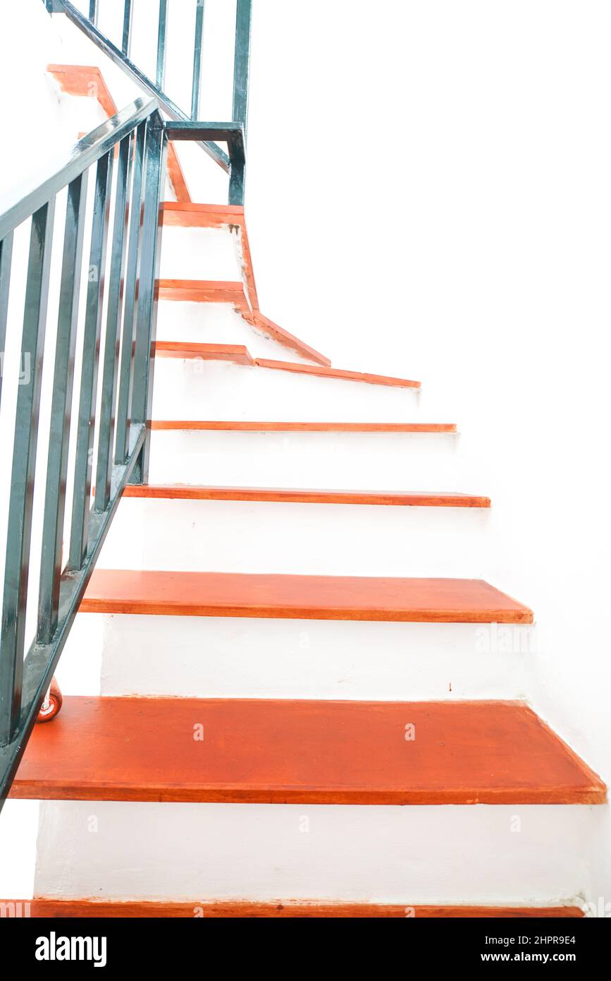 Modern brown wood stair in cement living room real estate Stock Photo ...