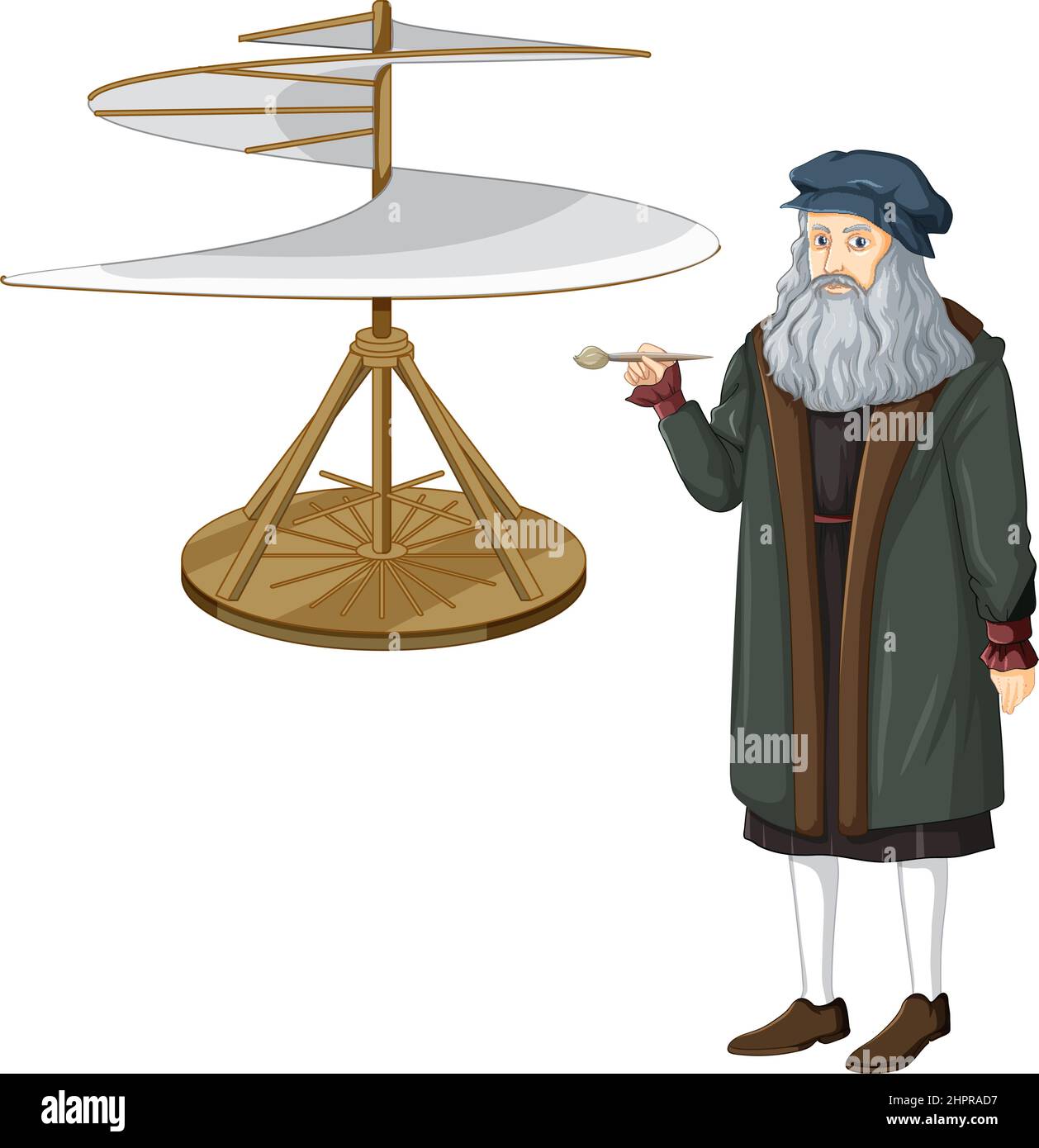 Leonardo da Vinci cartoon character illustration Stock Vector Image ...