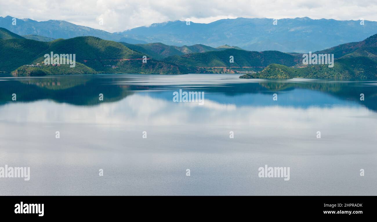 YUNNAN, CHINA - Lugu Lake. a famous landscape in Lijiang, Yunnan, China ...