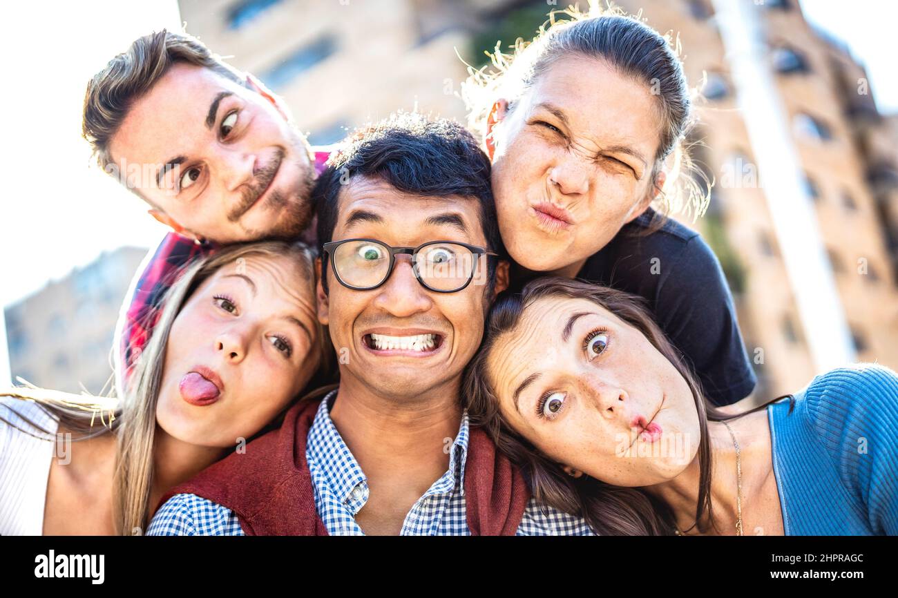 Teens group making face fun hi-res stock photography and images - Alamy