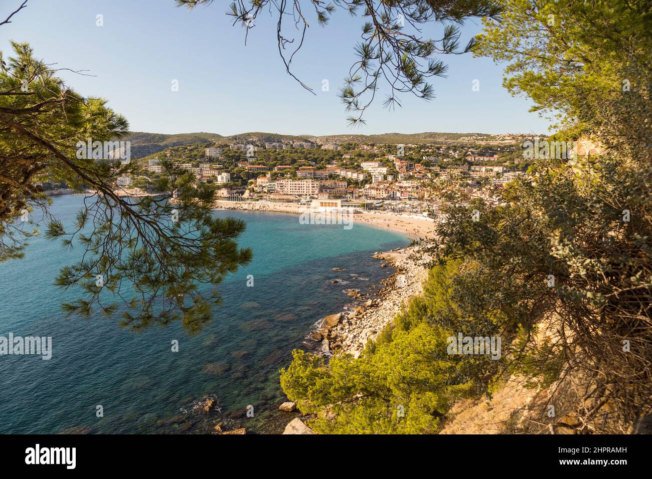 view to Cassis from scenic route de cretes between Cassis and Ciotat ...