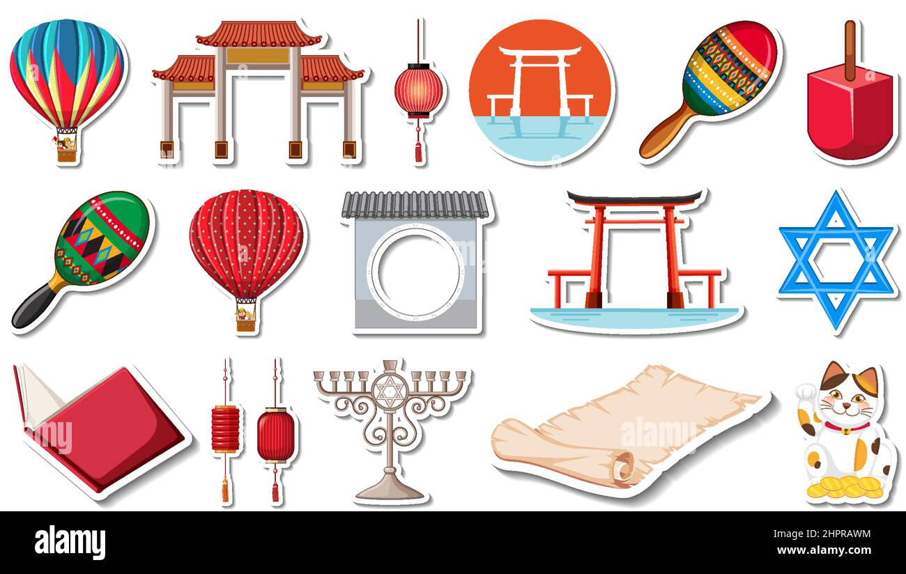 Set of different traditional objects illustration Stock Vector Image ...