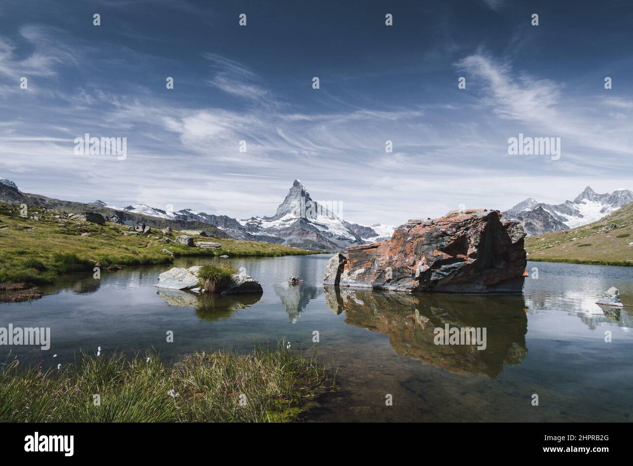 Summer Matterhorn reflection in Stellisee Stock Photo - Alamy