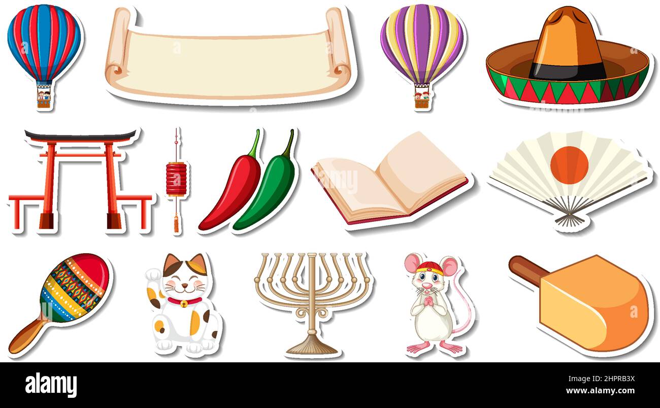 Set of different traditional objects illustration Stock Vector Image ...