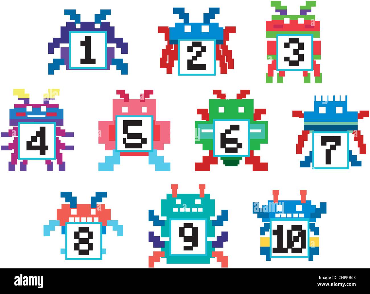 Set of pixel game numbers isolated illustration Stock Vector Image ...
