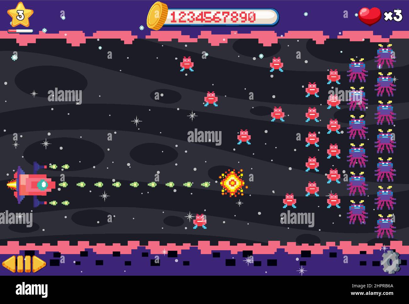 Aarcade pixel space game interface illustration Stock Vector Image ...