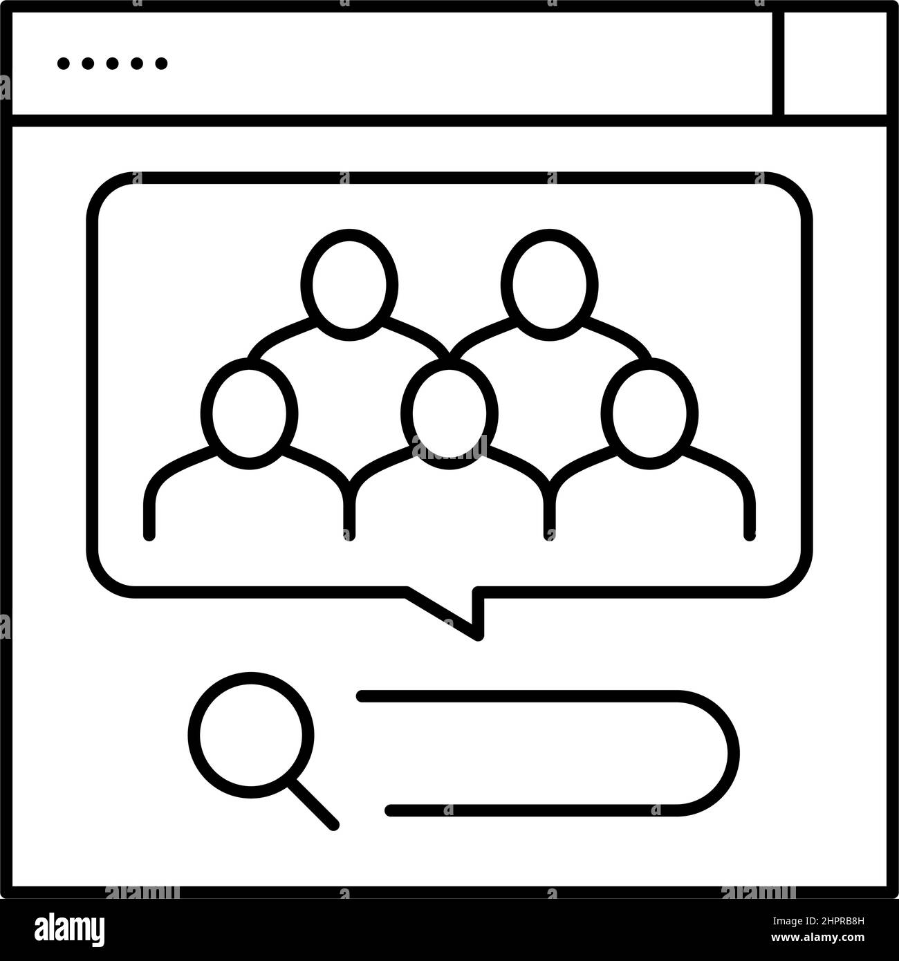 analytics of people requests in internet line icon vector illustration ...