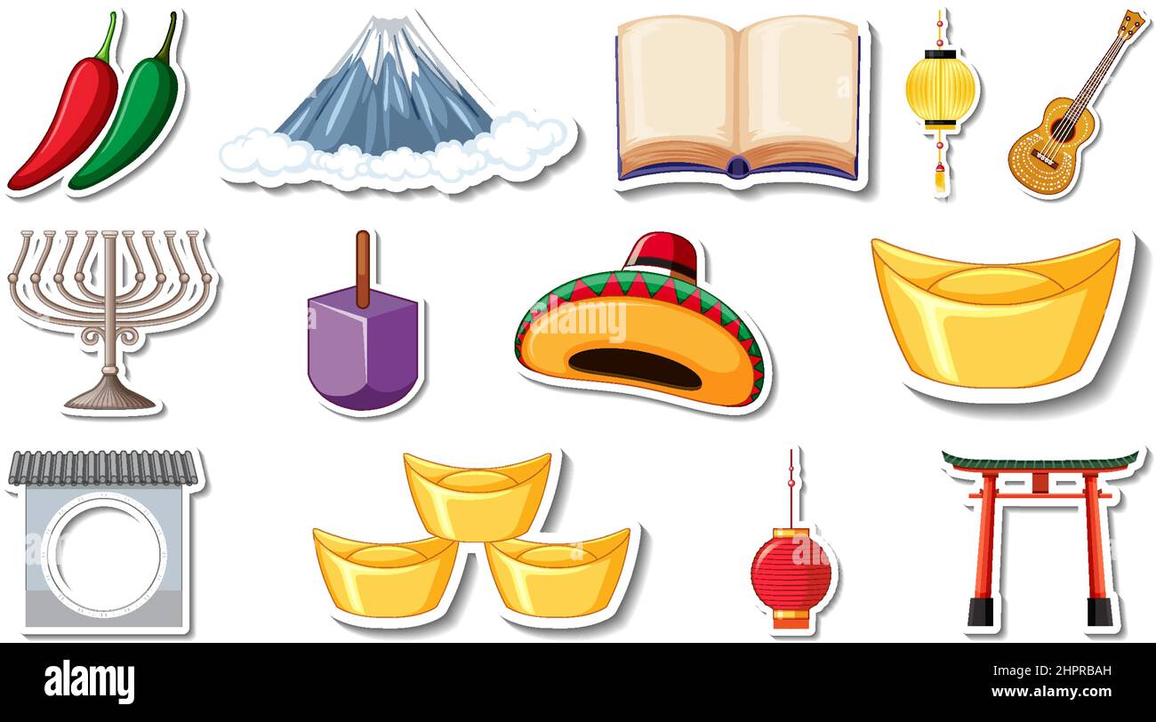 Set of different traditional objects illustration Stock Vector Image ...