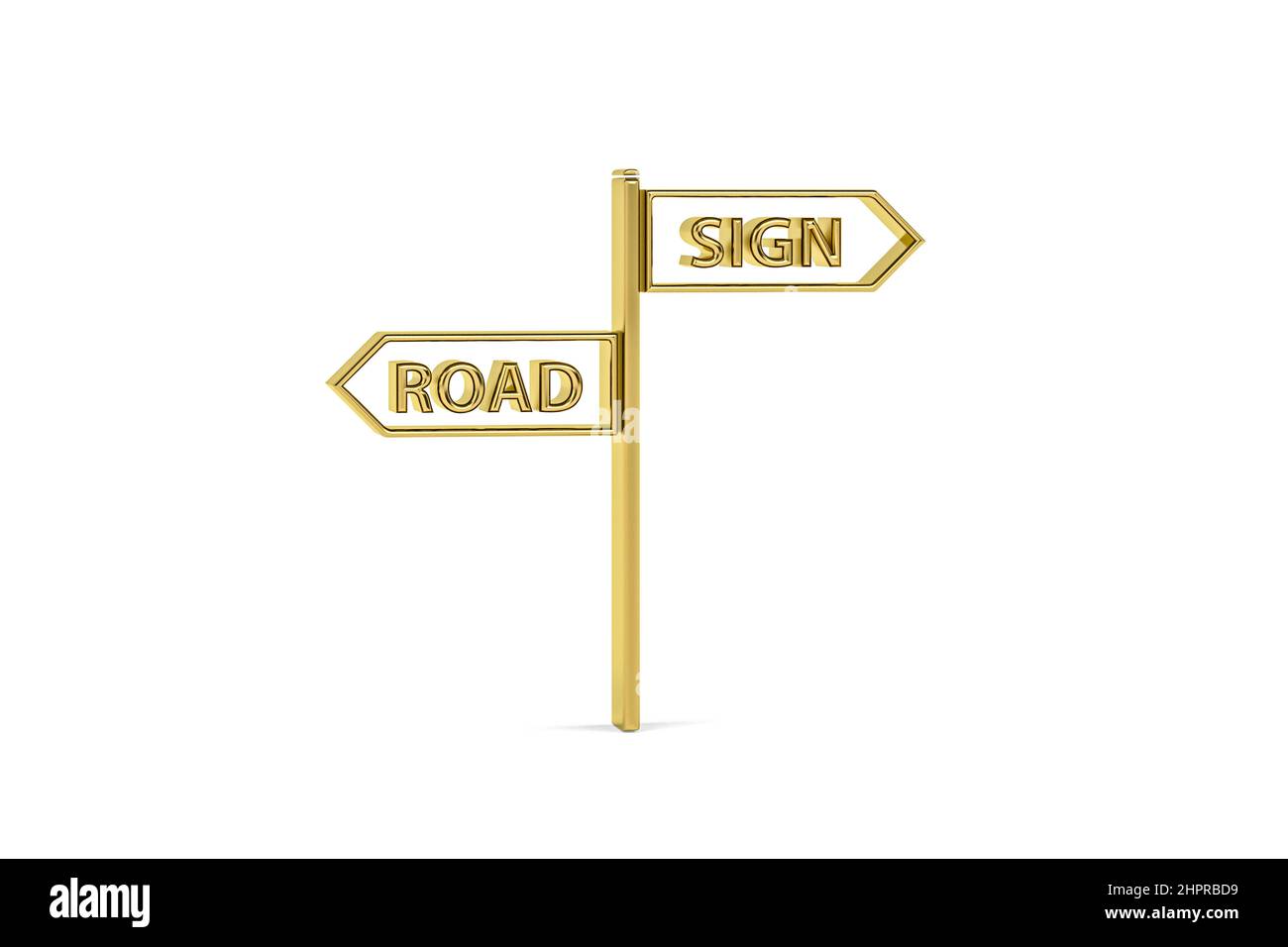 Golden 3d road sign isolated on white background - 3d render Stock ...