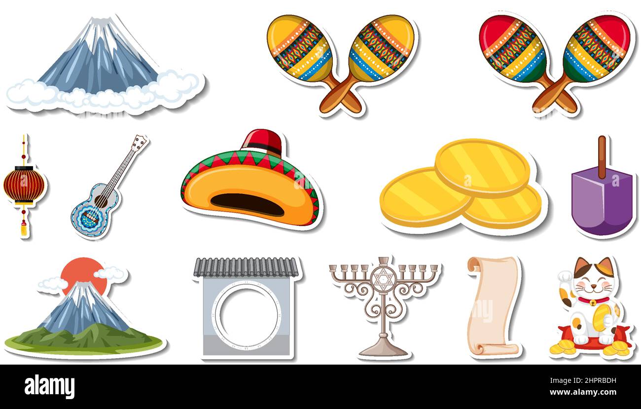 Set of different traditional objects illustration Stock Vector Image ...