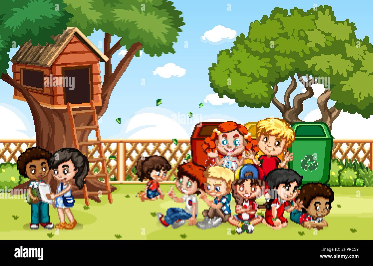 Scene with children in the park illustration Stock Vector Image & Art ...