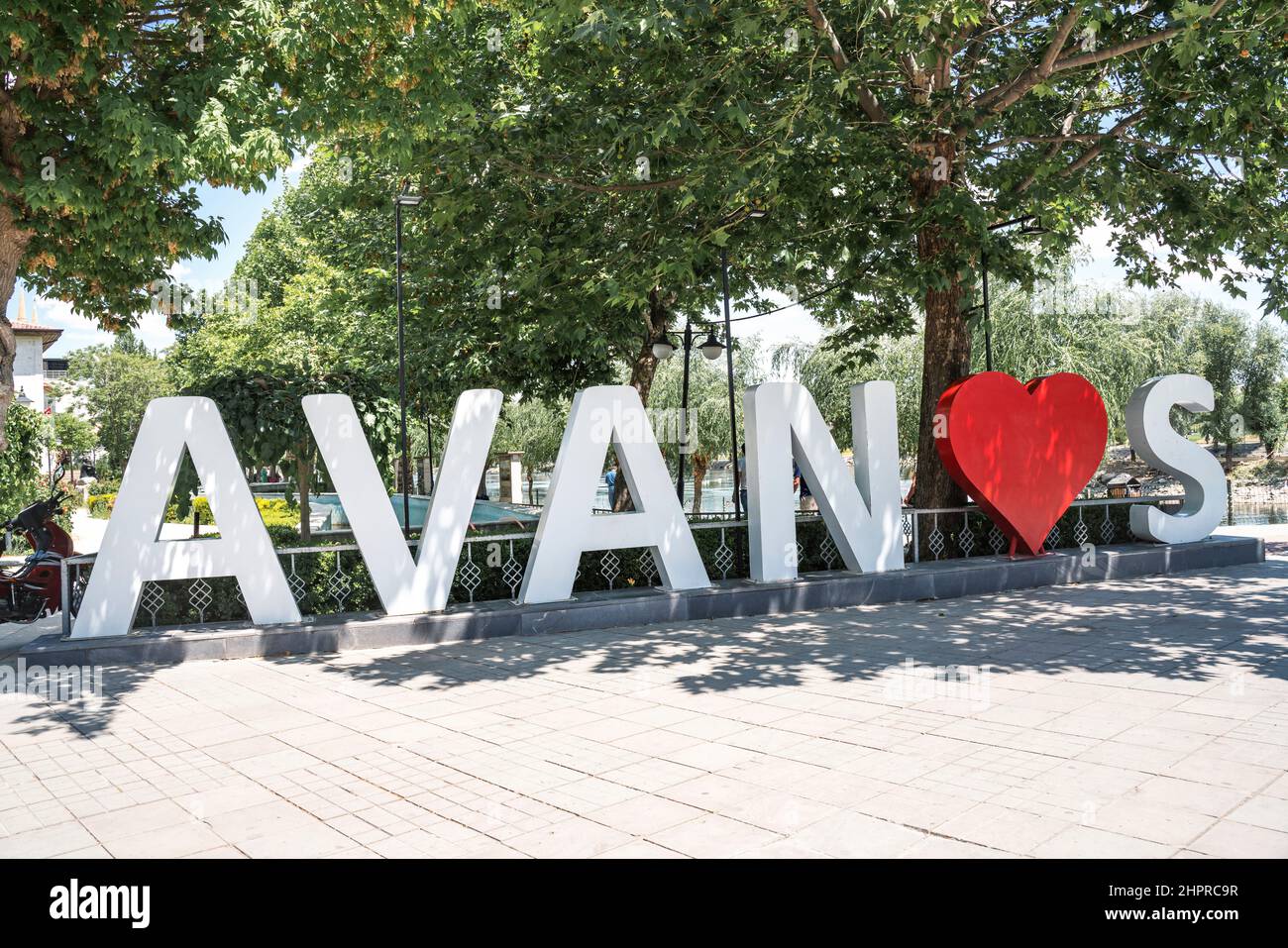June 19, 2021 Turkey Avanis . Avanis city sign in Turkish Cappadocia ...