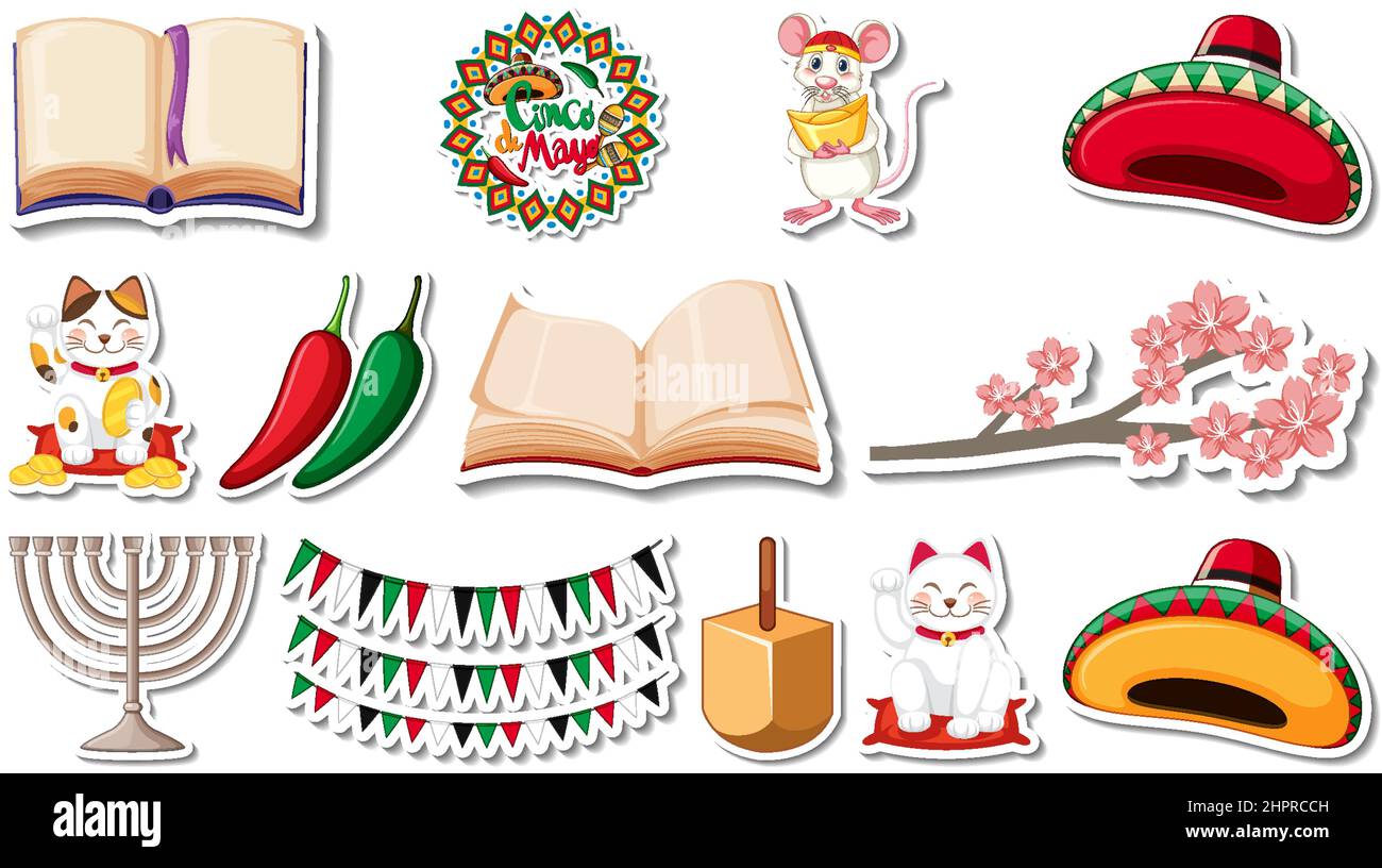 Set of different traditional objects illustration Stock Vector Image ...