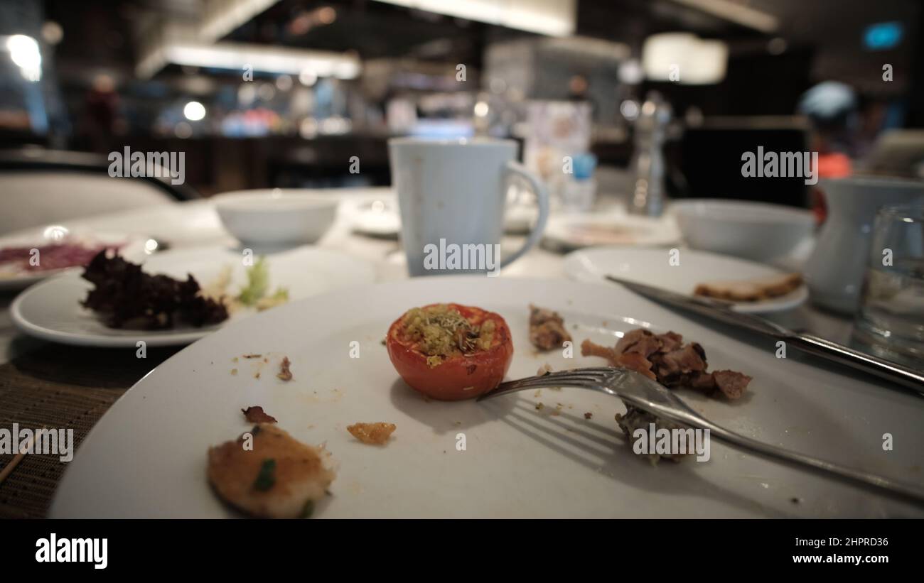 Tomato and Leftover Food from an ALL You Can Eat Lunch Buffet Stock ...