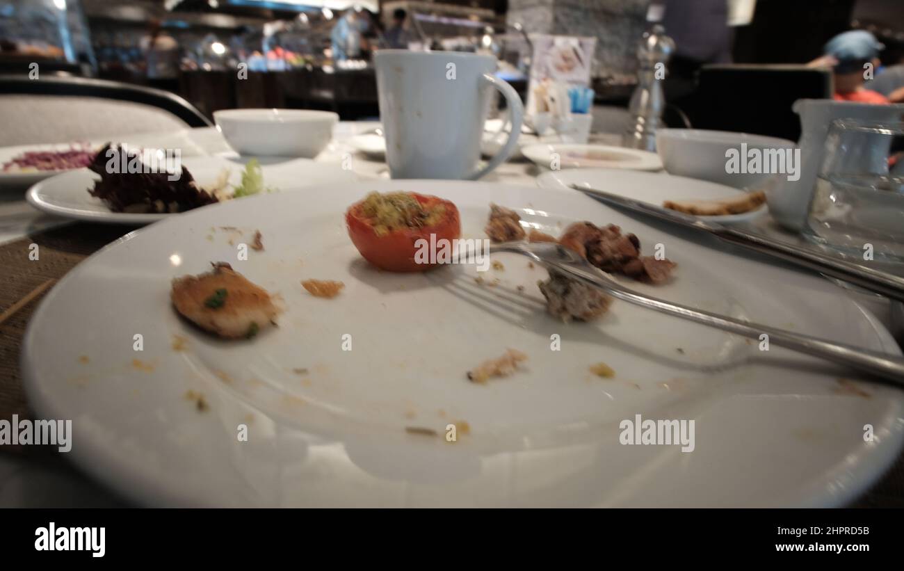 Tomato and Leftover Food from an ALL You Can Eat Lunch Buffet Stock ...