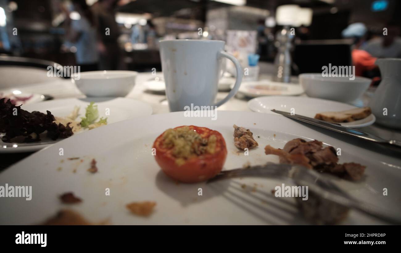 Tomato and Leftover Food from an ALL You Can Eat Lunch Buffet Stock ...