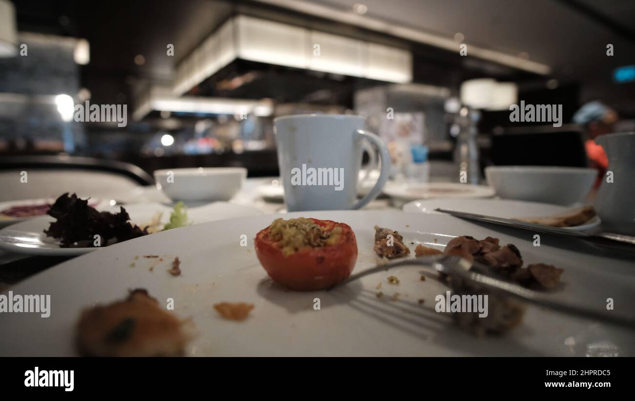 Tomato and Leftover Food from an ALL You Can Eat Lunch Buffet Stock ...