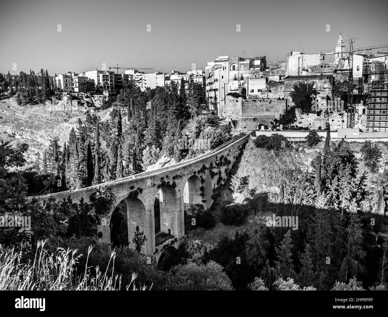 Apulia gravina in puglia bridge aqueduct Black and White Stock Photos ...