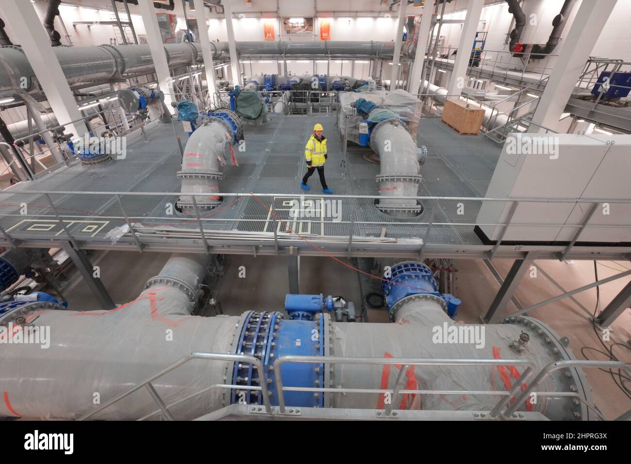 Ahrensfelde, Germany. 23rd Feb, 2022. View into the new machine room ...