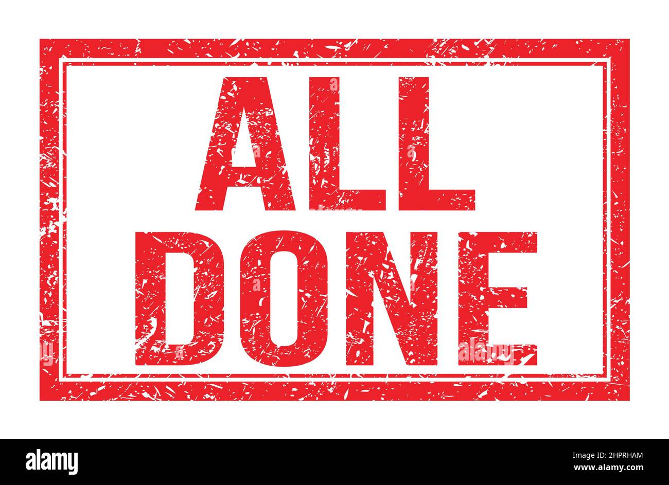 ALL DONE, words written on red rectangle stamp sign Stock Photo - Alamy