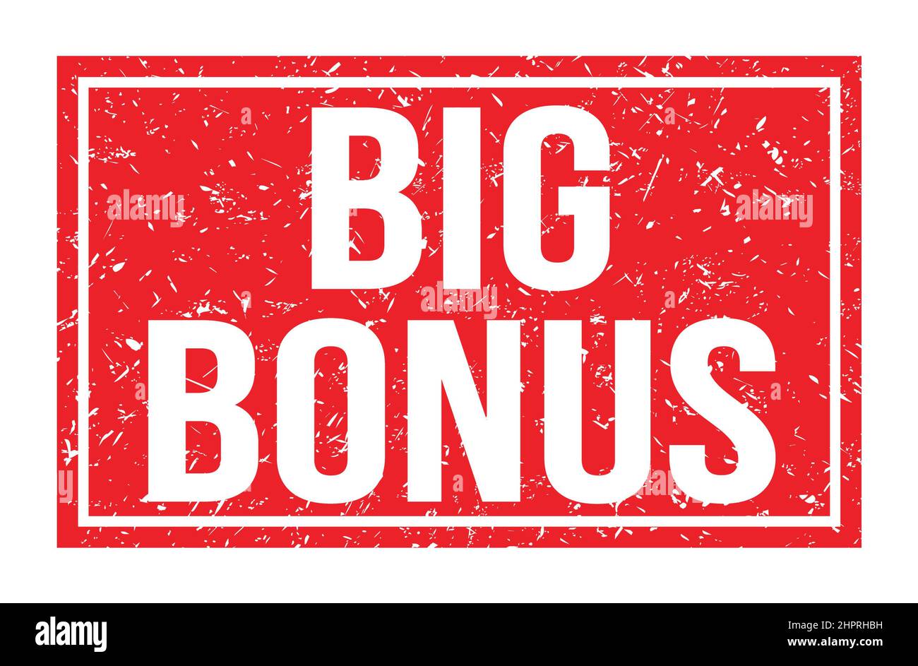 BIG BONUS, words written on red rectangle stamp sign Stock Photo - Alamy