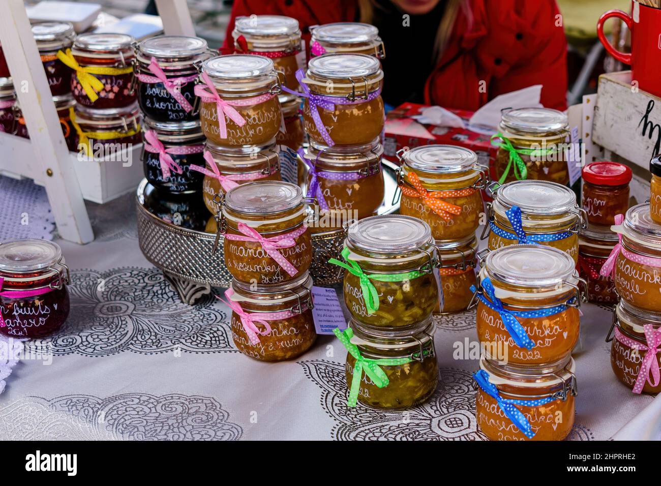 Sales stand with homemade carnival at the carnival in Olomouc Stock ...
