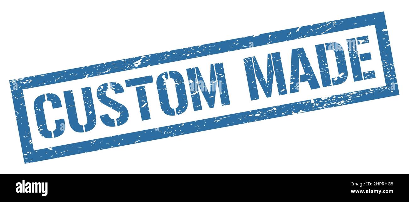 CUSTOM MADE blue grungy rectangle stamp sign Stock Photo - Alamy