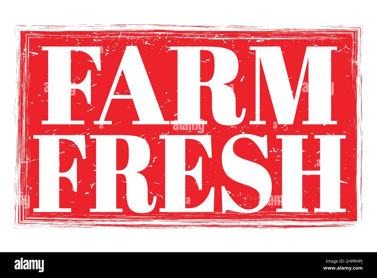 FARM FRESH, words written on red grungy stamp sign Stock Photo - Alamy