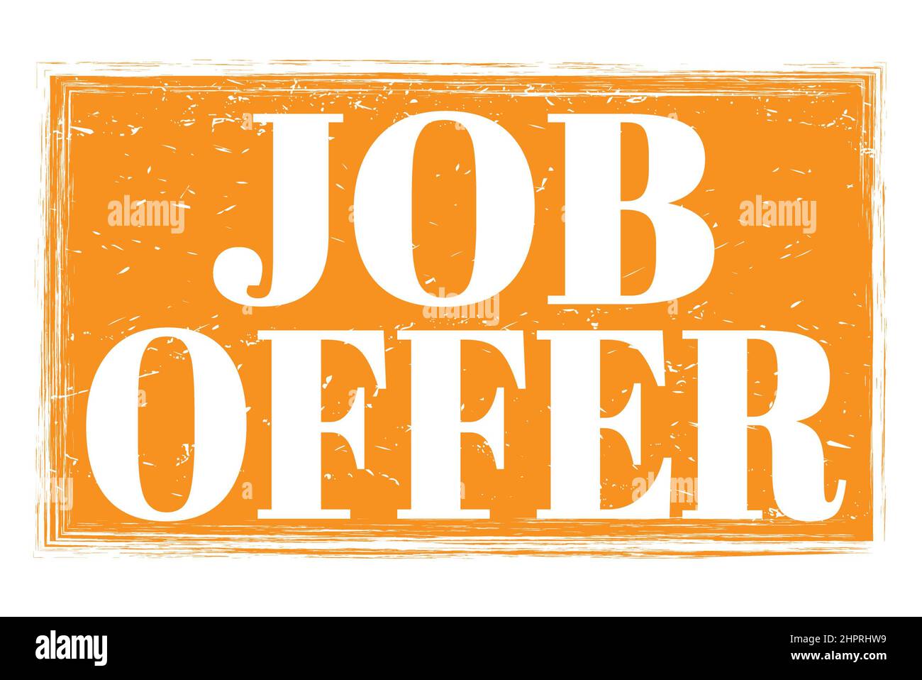 JOB OFFER, words written on orange grungy stamp sign Stock Photo - Alamy