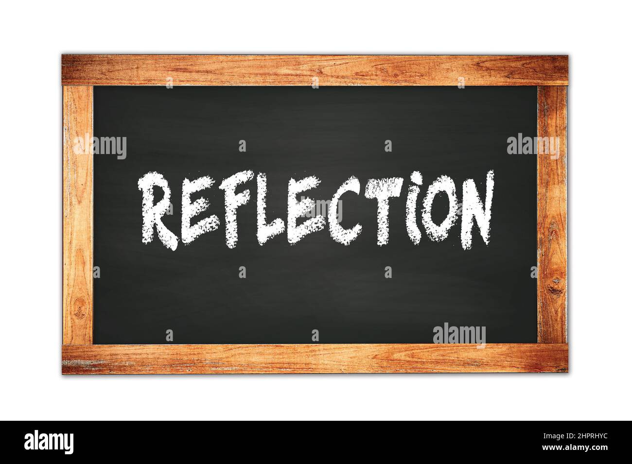 REFLECTION text written on black wooden frame school blackboard Stock ...