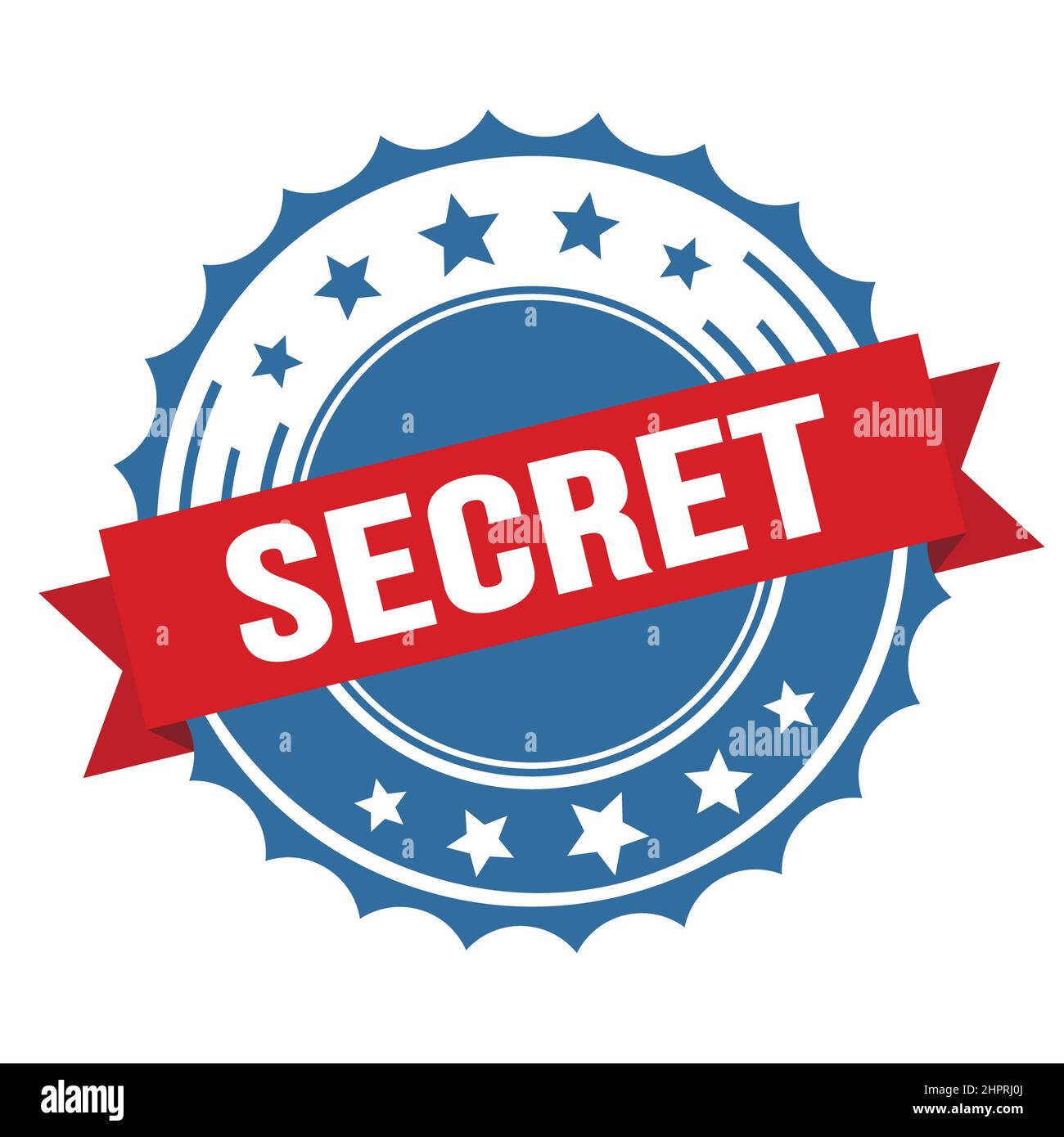 SECRET text on red blue ribbon badge stamp Stock Photo - Alamy