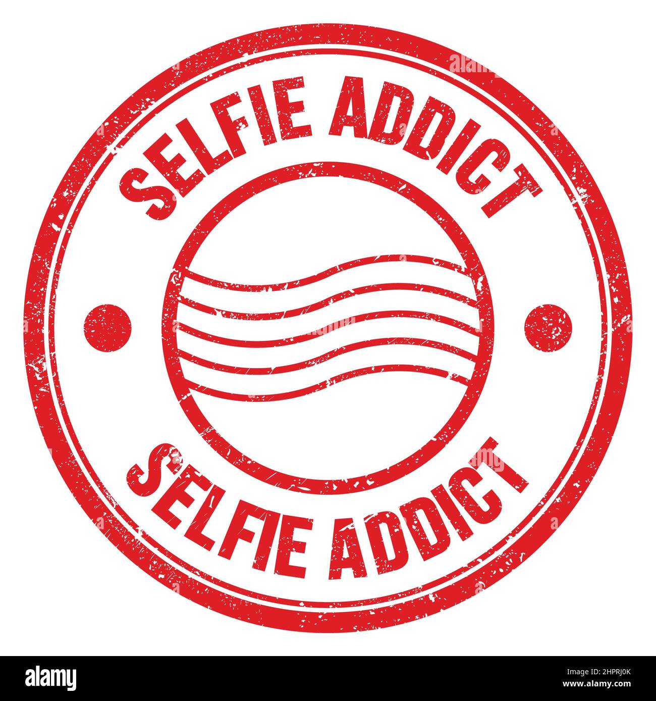 SELFIE ADDICT word written on red round postal stamp sign Stock Photo ...