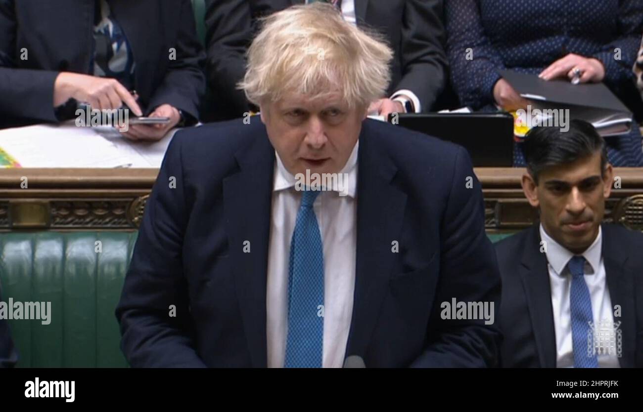 Prime Minister Boris Johnson speaks during Prime Minister's Questions ...
