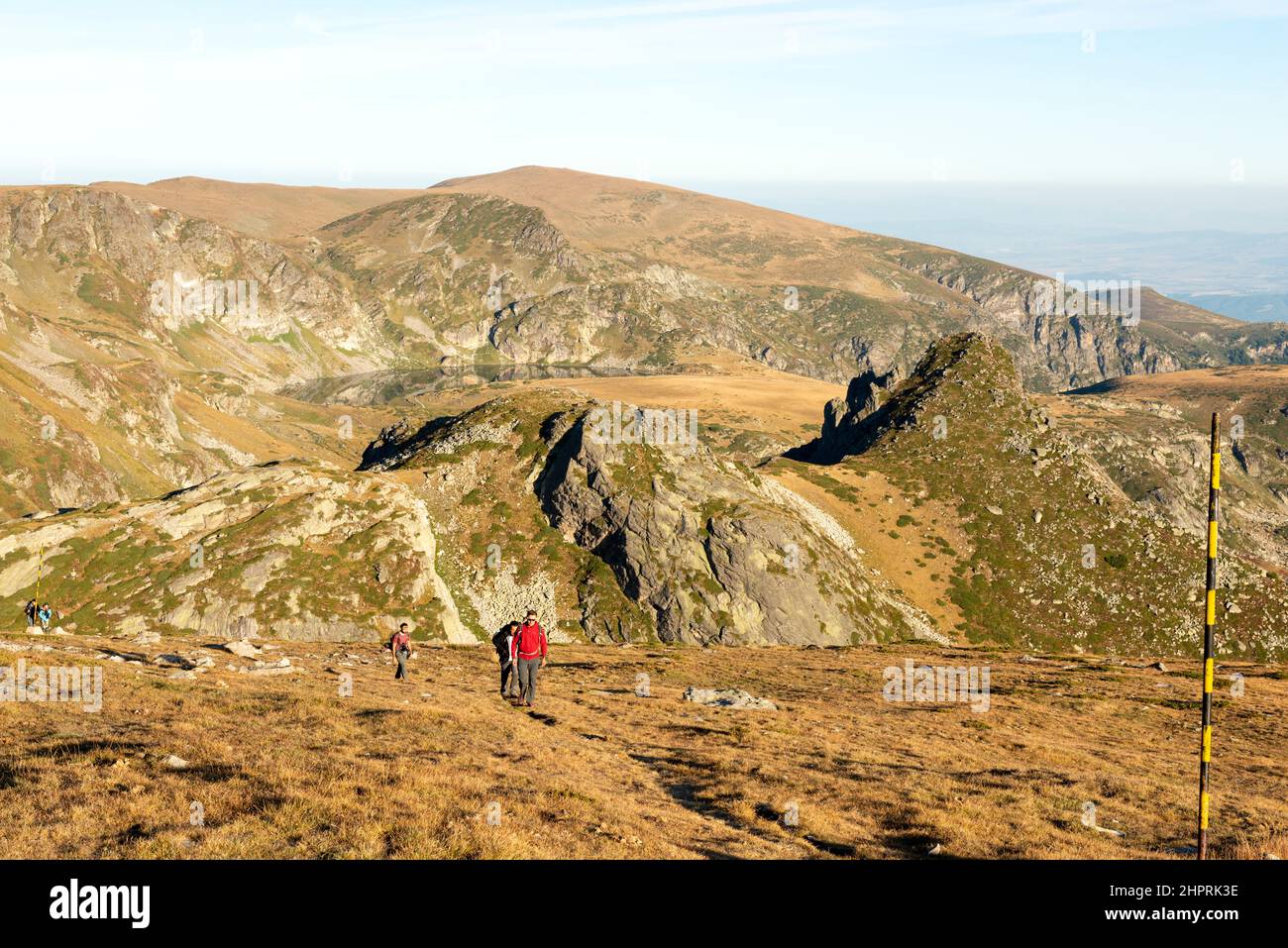 Mountain hiking, hikers at Otovitsa Ridge on the E4 European Long ...
