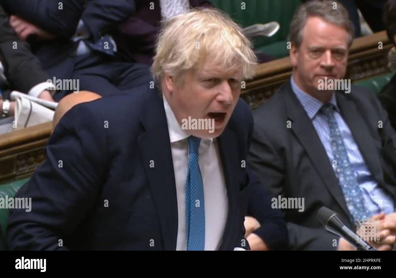 Prime Minister Boris Johnson speaks during Prime Minister's Questions ...